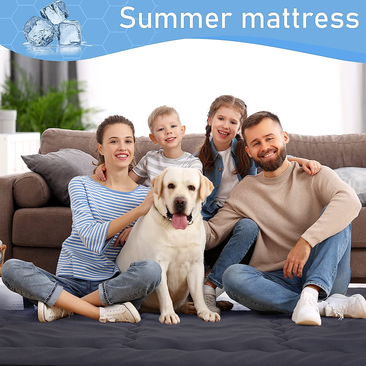 MAXYOYO Cooling Floor Mattress Japanese Futon Mattress for Hot Sleepers, Cooling Mattress Pad Portable Camping Mattress Roll Up Mattress for Summer, Breathable Mesh, Cool Sleep, Charcoal Black, Full