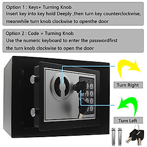 Heroecol Key and Electronic Security Safe Box Digital Deposit Box for Home Office Hotel Business Lock Box for Cash Jewelry Storage (Black, 0.17 Cubic Feet)