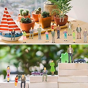 Juexica 50 Pcs Mini People Figurines 1: 50 Scale Model Trains Architectural Painted People Figures Tiny People Plastic Miniature Figurines Sitting Standing People for Miniature Scenes (Stylish Style)