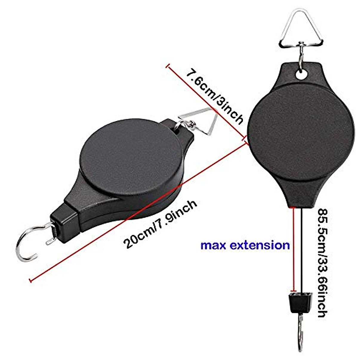 EWONICE 4Pack Retractable Plant Pulley Hanging Basket Hooks, Adjustable Rope Clip Hanger for Garden Hanging Basket Pots