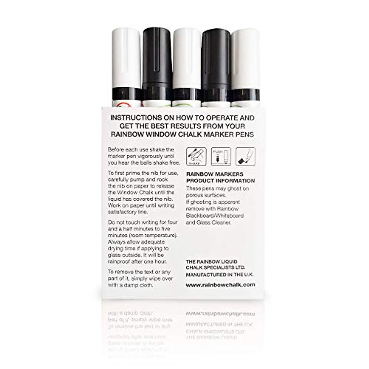 Glass Pen Window Marker: Black and White 5 Pack - Glass Markers, Car Marker or Mirror Pen with Washable Paint - Car Windows, Mirrors, Signs, Crafts