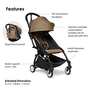 BABYZEN YOYO2 Stroller - Lightweight & Compact - Includes Black Frame, Toffee Seat Cushion + Matching Canopy - Suitable for Children Up to 48.5 Lbs