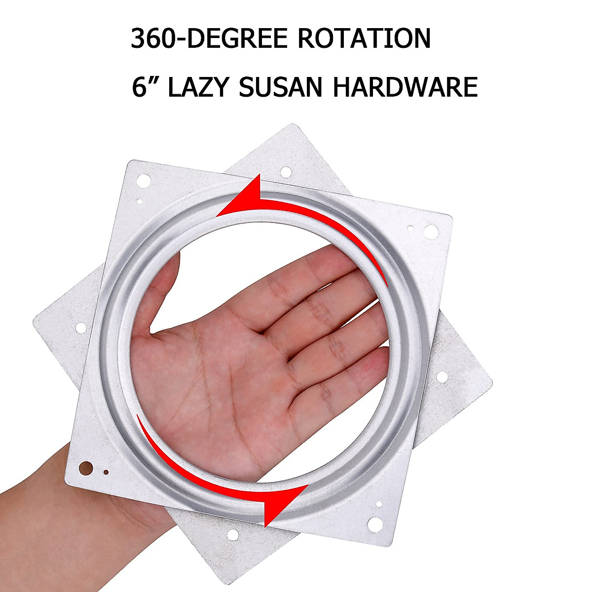 8Pack 6Inch Lazy Susan Hardware 5/16" Thick Square Lazy Susan Turntable Bearings Plate, 500lbs Capacity Rotating Swivel Bearing Plate, Lazy Susan Turntable Base for Serving Trays, Kitchen, Table