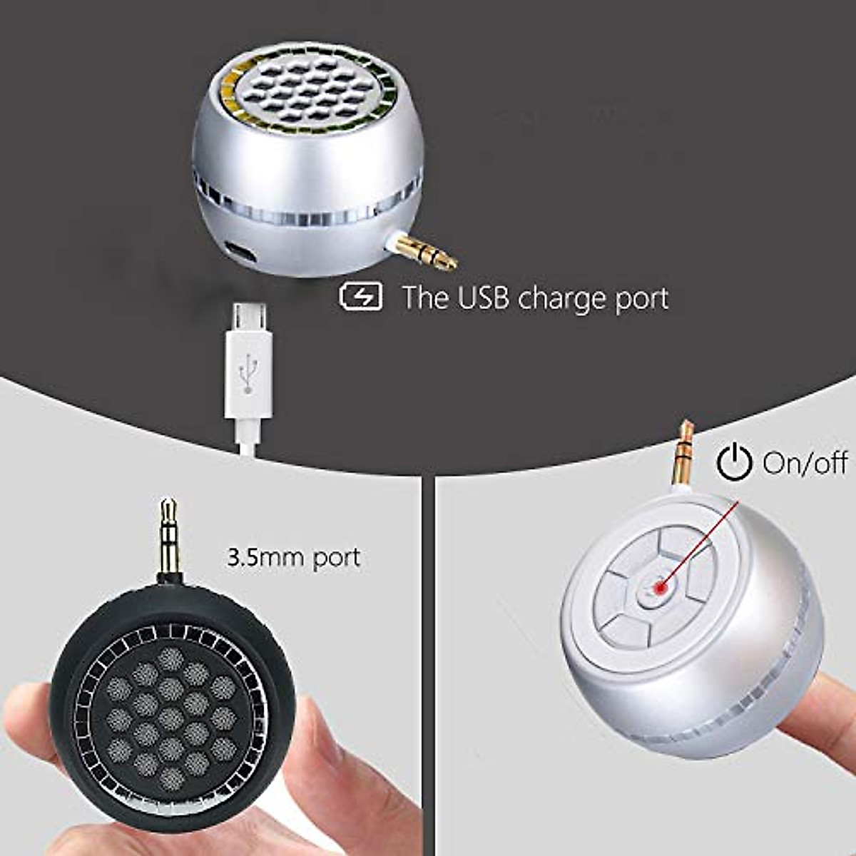 vomauxin Mini Portable Speaker, 3W Mobile Phone Speaker Line-in Speaker with Clear Bass 3.5mm AUX Audio Interface, Plug and Play for iPhone, iPad, iPod, Tablet, Smartphone
