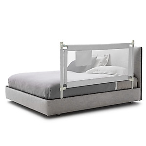 BABY JOY Bed Rail for Toddlers, 57’’ Extra Long, Height Adjustable & Foldable Baby Bed Rail Guard w/Storage Pocket & Double Safety Child Lock for Kids Twin Double Full Size Queen King Mattress (Gray)