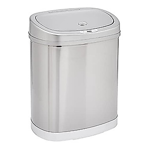 Amazon Basics Automatic Hands-Free Stainless Steel Rectangular Trash Can, 30 Liters, 2 Bins