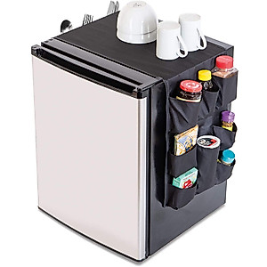 Smart Design Mini Fridge Organizer – 12 Pockets, Black, 53.5 x 12 in. – Durable Mini Fridge Organization and Storage Holds Pantry Goods, Utensils & More – Great for Office or Dorm Fridge Organization