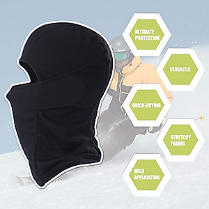 Balaclava Face Mask Adjustable Windproof UV Protection Hood (Black)