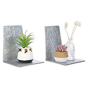 MyGift 7-Inch Rustic Galvanized Metal Floating Shelves - Wall Mounted Decorative Shelf Rack, Set of 2