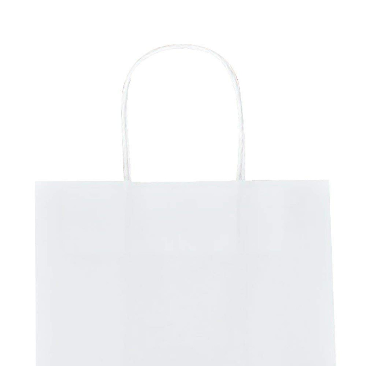 bagmad 50 Pack Sturdy Small White Gift Paper Bags with Handles Bulk, Kraft Bags 5.25x3.25x8 inch, Craft Grocery Shopping Retail Party Favors Wedding Bags Sacks (White, 50pcs)