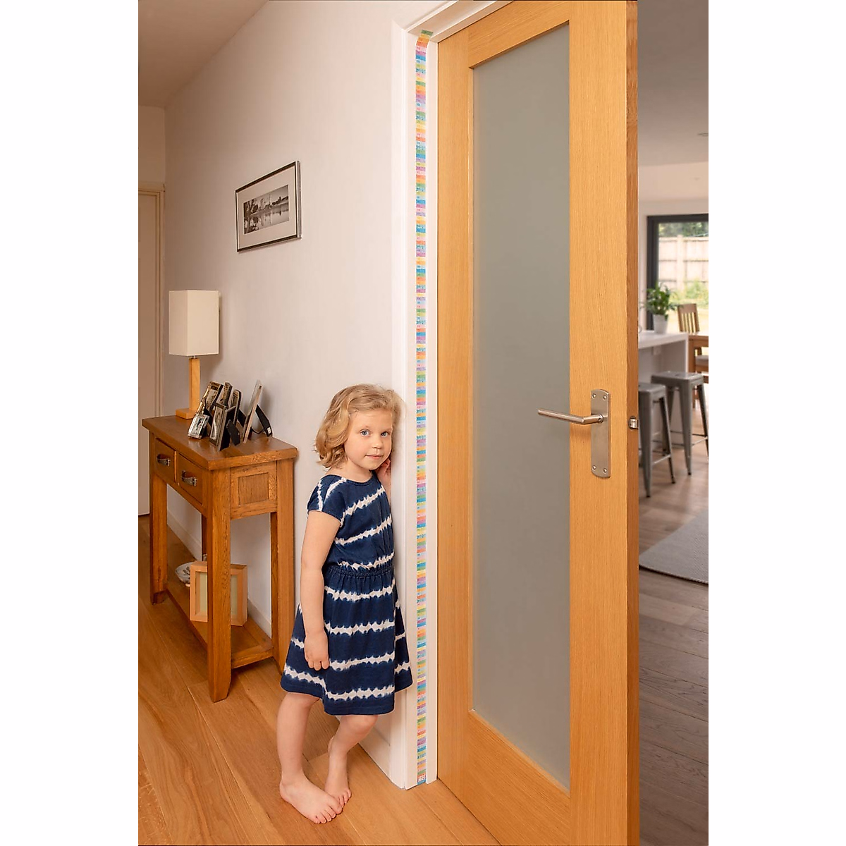 Measure Me! Baby Roll-up Door Frame Growth Height Chart for Children Kids Room - Pastel Rows