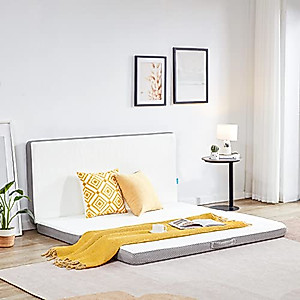 Kingfun Memory Foam Folding Mattress, 4 Inch Gel-Infused Foldable Floor Mattress, Breathable Tri-fold Mattress Topper with Bamboo Cover, Soft Folding Foldable Portable Floor Guest Bed (Single)