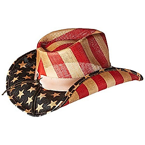 Gold Coast Sunwear 100534607 American Flag Cowboy Hat, White