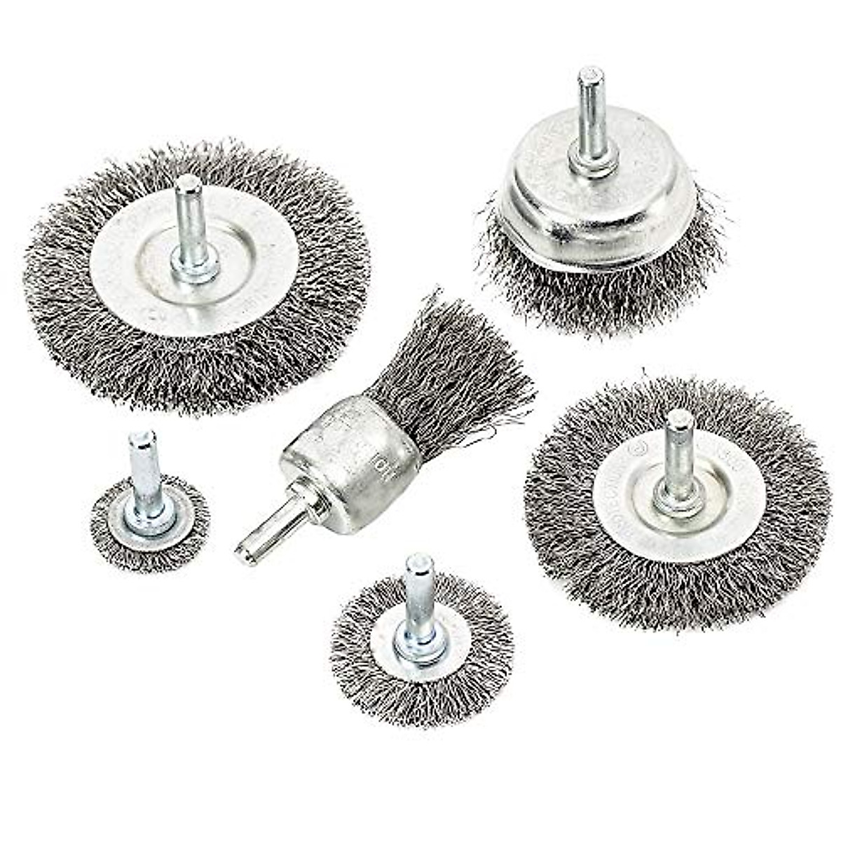 eHomeA2Z Wire Wheel Steel Brush Cup 6 Pcs for Drill 1/4 Inch Arbor (6 Pcs) Abrasive for Cleaning Stripping Rotary Metal Power Drill Paint Rust Removal, for Power Drill Attachment