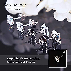 "STUNNING FLAME “18K White Gold Plated Sterling Silver Princess Cut Cubic Zirconia Stud Earrings for men women(w-7)