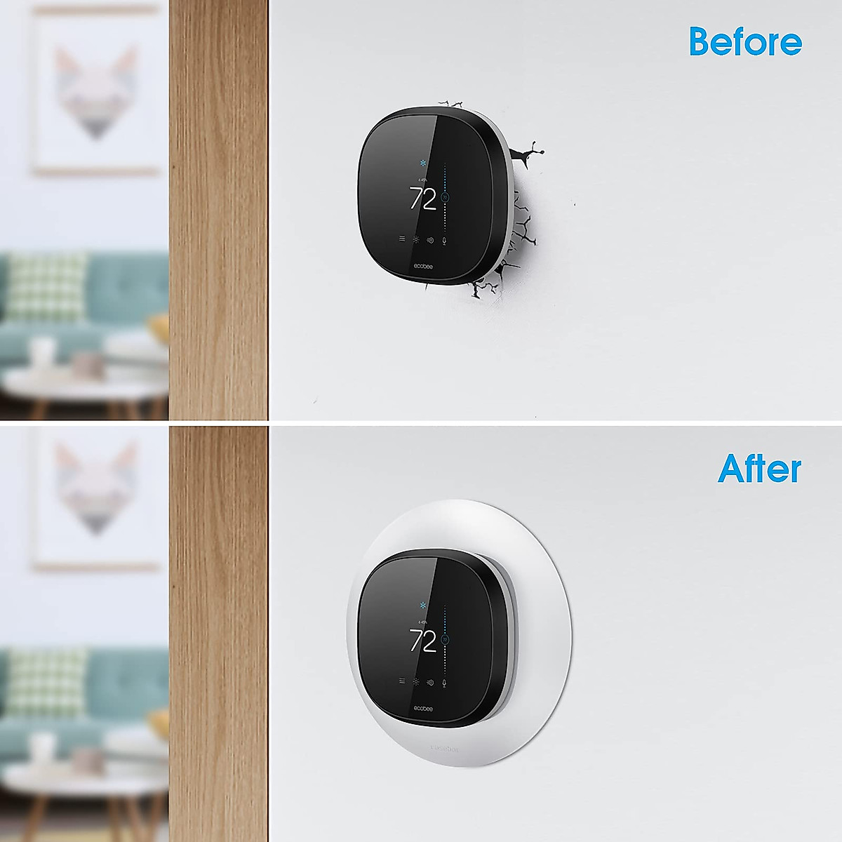 CaseBot Wall Plate for Ecobee 4 Smart Thermostat & Ecobee SmartThermostat, Practical and Stylish Bracket Cover Mount Holder (White)