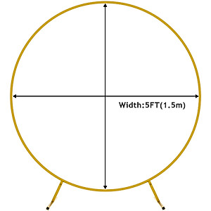Asee'm 5ft Circle Backdrop Stand Round Balloon Arch Frame Gold Metal for Wedding Birthday Baby Shower Party Graduation Background Decoration