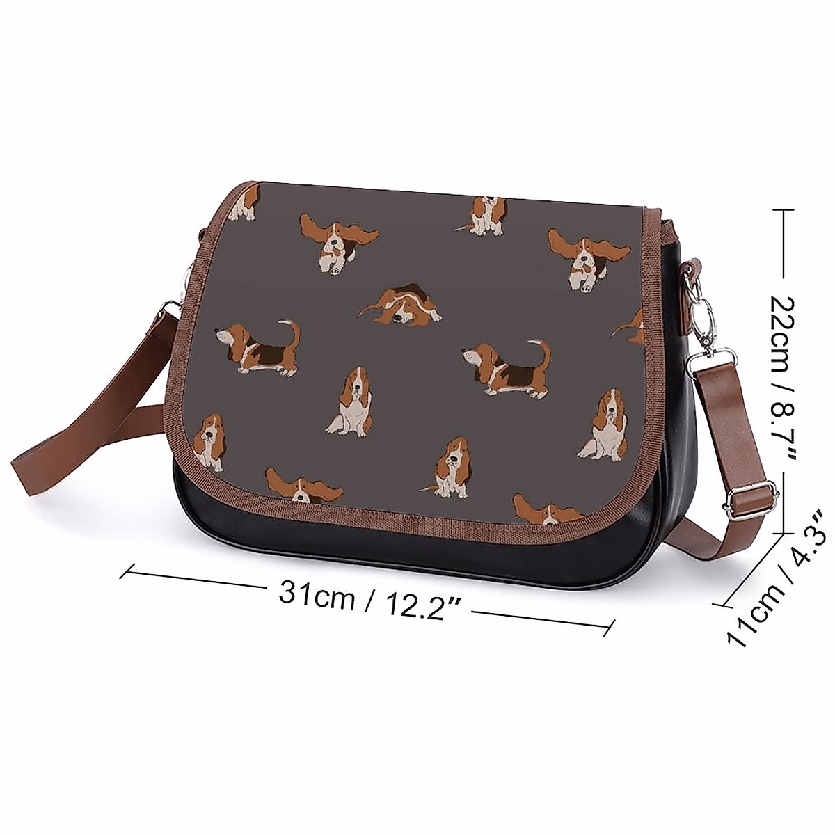 FunnyStar Basset Hound Dog Women's Crossbody Bag Messenger Handbags Purse with Adjustable Shoulder Strap
