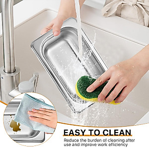 Akamino 4 Pack 1/9 Size 2 1/2 Inch Deep Steem Tabel Pans, NSF Commercial 18/8 Stainless Steel Anti-jam Steam Pan, Catering Food Pan for Restaurant,Hotel