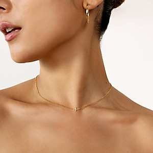 Dogeared Faith Sideways Cross Necklace Gold Dipped Sterling Silver