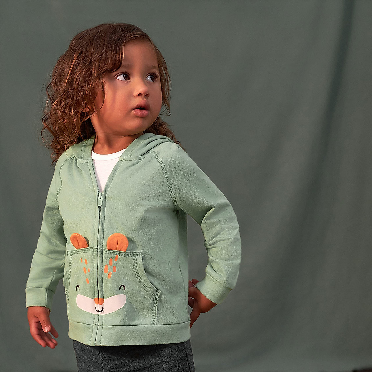 Gerber Baby Boys Toddler Zip Hoodie & Joggers Clothing Set Fox Green 0-3 Months