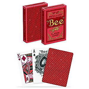 bee MetalLuxe™ Playing Cards - Red Foil Diamond Back, Standard Index