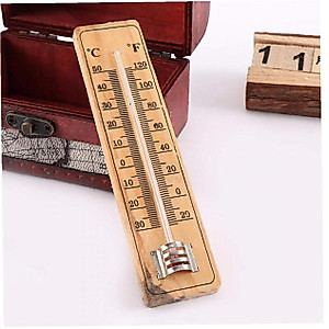 Aisoway Wooden Thermometers Wall-Mounted Direct Type Temperature Monitor Logger for Garden Office Garage 1pc