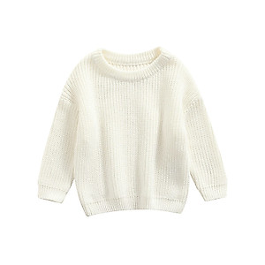 Infant Toddler Baby Girl Boy Knit Sweater Pullover Sweatshirt Warm Long Sleeve Shirt Tops Knitted Fall Winter Clothes (White, 2-3T)