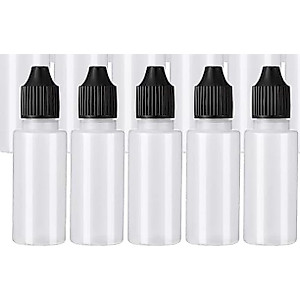 Caribbean Coastal Delights 1/2 oz (15ml) LDPE Plastic Thin Tip Dropper Bottles, Small Empty Squeeze Dropper Bottles - Solvents, Essential Oils, Eye drops, Saline, Arts and Crafts -BPA Free -pack of 5
