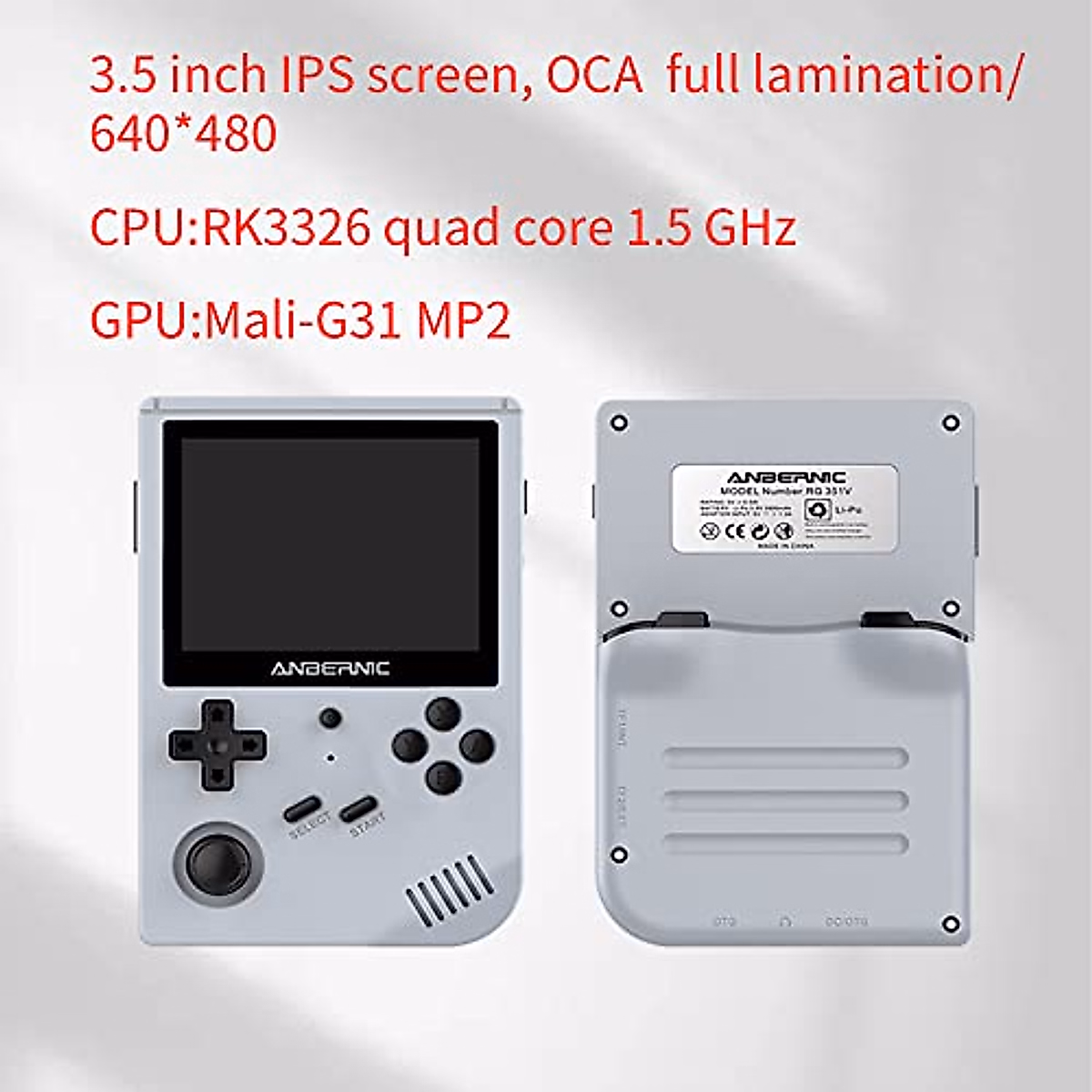 Diketigeey RG351V Handheld Game Console, Open Source System Built-in WiFi Online Sparring 64G TF Card 2500 Classic Games, 3.5inch IPS Screen Retro Game Console (Black) (Gray)