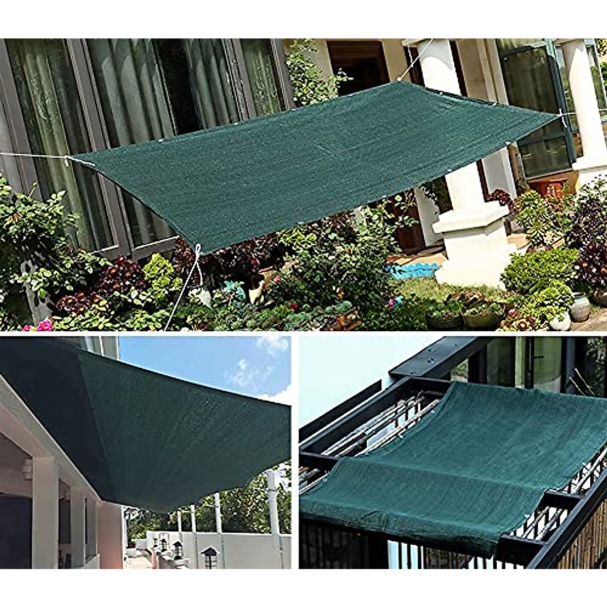 ALBN 75% Shade Netting Sunblock Shade Cloth Net Mesh Tarp HDPE UV-Resistant Protection Plants Flowers Outdoor Shade Screen, with Rope (Color : Green, Size : 3x3m)