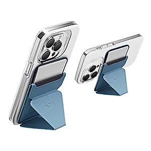 MOFT MagSafe Wallet for iPhone 15/14/13/12 Series, Strong Magnetic Phone Card Holder Fit 2 Cards & 3 Viewing Angles & Stain-Resistant Vegan Leather Phone Stand,Windy Blue