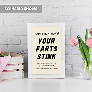 OfficeKolor Funny Birthday Card for Boyfriend Husband Girlfriend Wife Fiance, Your Farts Stink Birthday Card Him or Her, Humorous Happy Birthday Card Gifts for Women Men