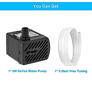 DaToo 50GPH 3W Small Submersible Water Pump Mini Fountain Pump Ultra Quiet For Aquarium Fish Tank Pond Statuary Hydroponics
