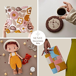 Sensy 100% Recycled Cotton Yarn for Amigurumi Knitting and Crochet, Macrame Yarn, Ideal for Blanket, Throws, Pillow, Baby Dolls Projects 4 Skeins (Baby Blue)