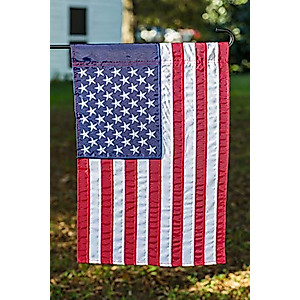 Evergreen American Flag 18-inch x 12.5-inch Garden Size | Heavy Duty Outdoor Premium 310D | Embroidered Stars and Stripes and Quadruple Stitched Edge | USA Residential or Commercial