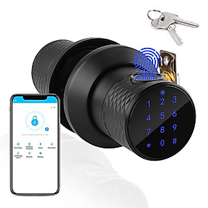 Fingerprint Door Knob, FITNATE Bluetooth Digital Code Door Lock Knob Gate Lock with Keypad, App Work with Alexa, Echo, Security Guard for Home, Hotel, Office, Easy to Install