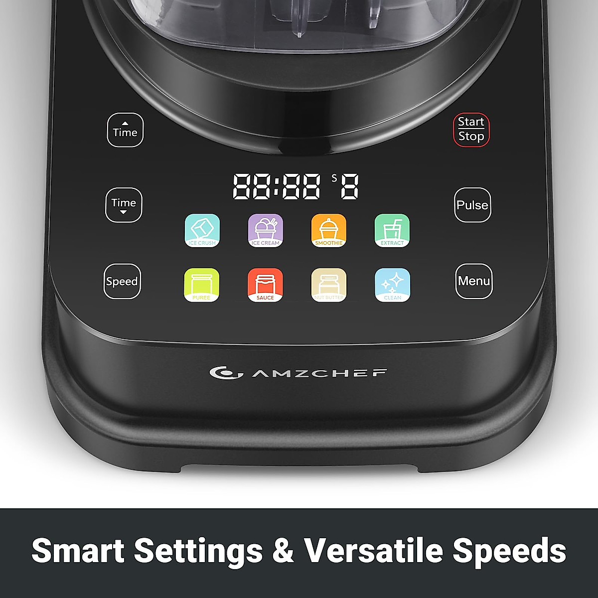 AMZCHEF 8-IN-1 Professional Blenders, 2000 Watts Commercial Blender for Kitchen with Timer, Innovative LED Panel, 8 Functions for Smoothies, Shakes & More, 8 Speeds & Pulse, 68 oz. Pitcher, Black