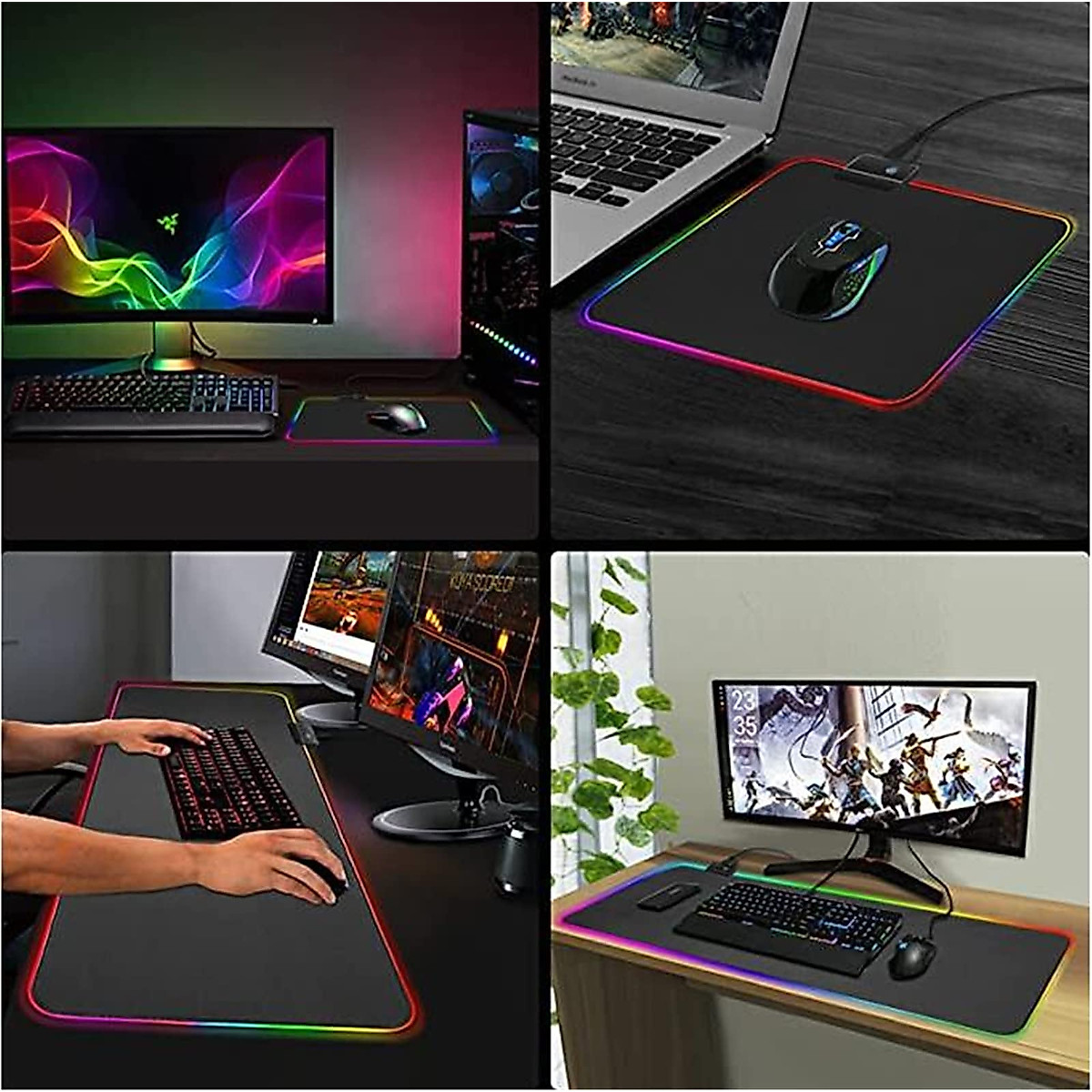 Gaming Mouse Pads Oversized Led Zero Two Mouse Pad Large RGB Mice Pad Computer Keyboard Pad Extended Desk Pad with Stitched Edge Frame 300X600Mm