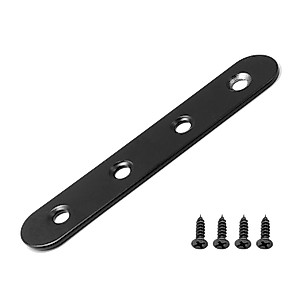 Rierdge 8 Sets 4 Inch Stainless Steel Flat Plate Straight Bracket Flat Metal Brace Bracket, 100mm Metal Brackets Mending Repair Plate Brace with Screws for Wood Straight Brace (Black)