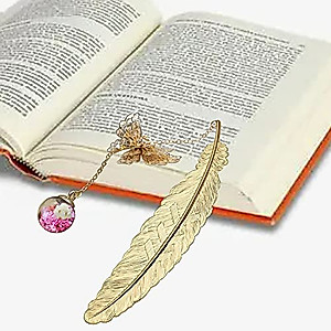 Metal Feather Bookmark ，Birthday Gift Women Teachers & Mothers Day Butterfly Book Mark for Book Lover Librarian Readers Mom Lady Female Girl Bookworm.