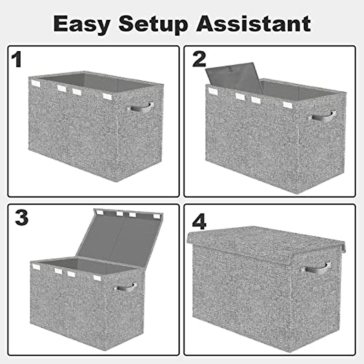 VERONLY Toy Box Chest Organizer for Boys Girls,Kids Large Collapsible Storage Bin Container with Oxford Fabric Flip-Top Lid & Handles for Clothes,Blanket,Nursery,Playroom,Bedroom,Stuffed Animals 25” x 13 “x 16”(Light Grey)