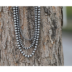 Navajo Pearl Layered Necklace Western Country Gift for Women (1pcs（4mm+6mm）)