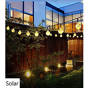 Solar String Lights Outdoor Crystal Ball Waterproof Globe String Lights 31ft 50LED Solar Powered Fairy Lighting for Garden Home Landscape Holiday Decorations (warm white) (warm white)