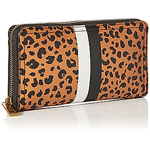 Fossil Women's Logan Leather RFID-Blocking Zip Around Clutch Wallet with Wristlet Strap