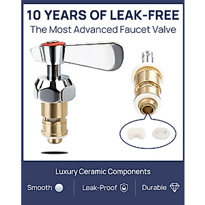 Sepaitek Faucet Handle Repalcement Valve Stem Repalcement Assembly, Faucet Parts for Commercial Kitchen Faucet, Brass Constructed with Ceramic Disc, Red for Hot