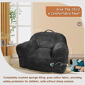Louis Donné Bean Bag Sofa Chair, Ultra-Soft Foam Filling Arm Chair, Reading Couch for Kids, Teens and Adults, Lazy Sofa for Living Room, Bedroom - Black