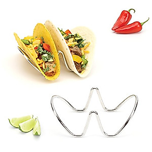 2LB Depot Taco Holder Set with 2 Stackable Stainless Steel Stands, Each Rack Holds 2 Hard or Soft Tacos, Five Styles Available, Perfect for Home and Restaurants