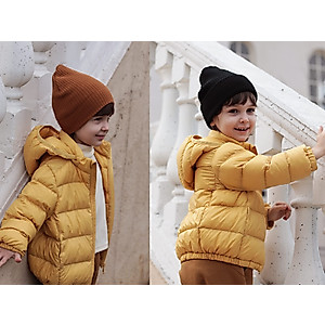 LMLALML 2 Pack Beanie for Baby Boys Soft Knit Baby Winter Hat Stripe Warm Baby Beanies Black Yellow