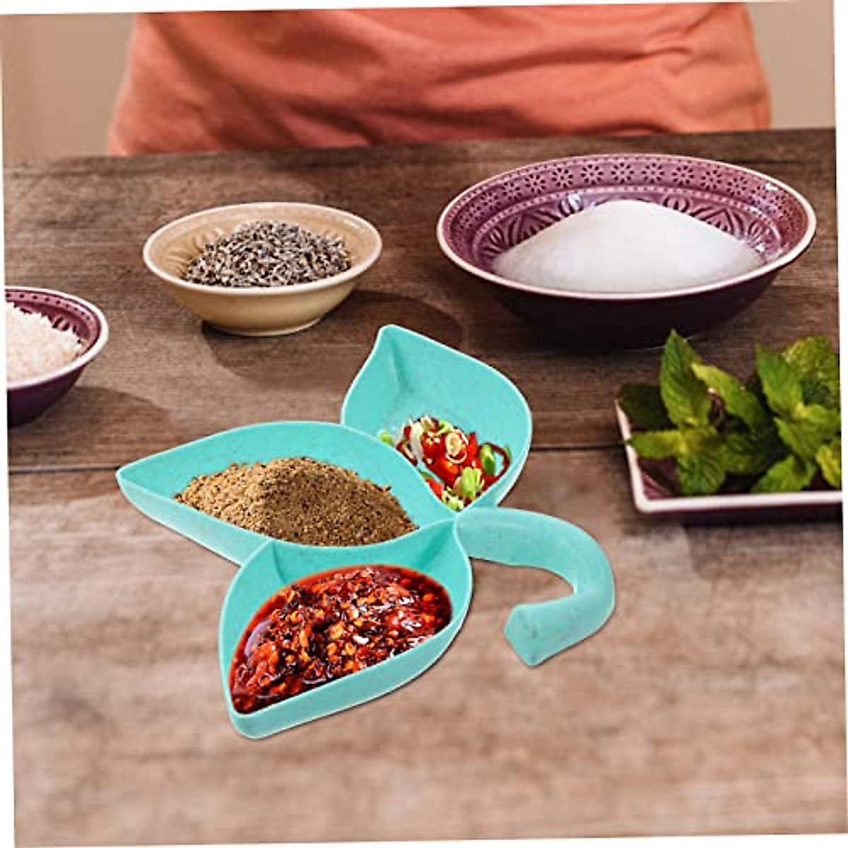 COLLBATH Condiment Cups 6pcs Dipping Dish Leaf Saucer Soy Sauce Dish Sauce Plate Seasoning Bowl Mini Condiment Bowls Leaf Dipping Bowl